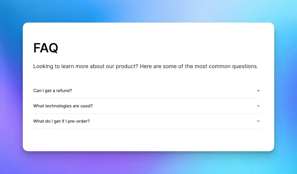 Landing Page FAQ Collapsible Component | Landing page components ... Landing Page FAQ Collapsible Component | Landing page components ...