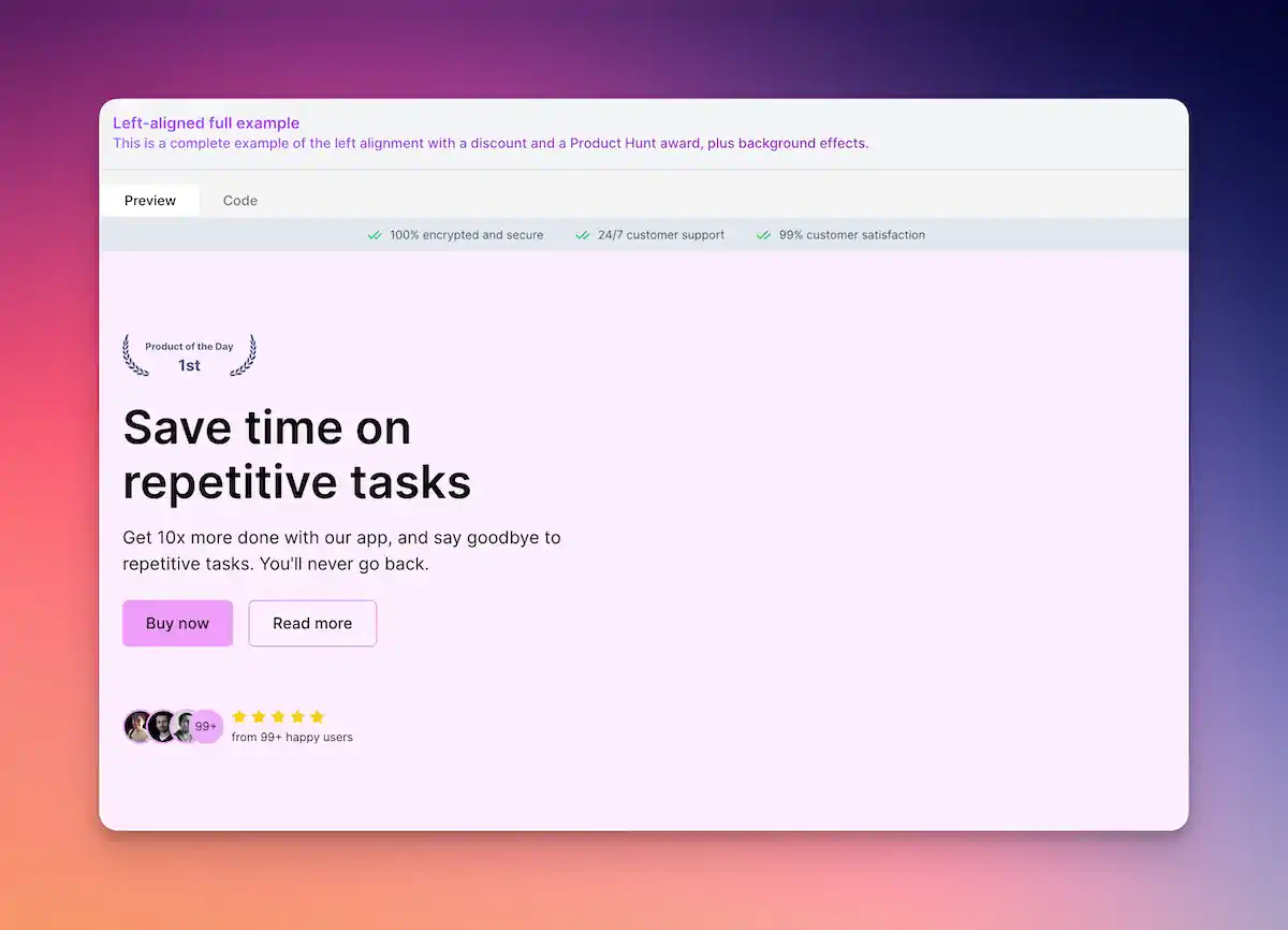 Landing Page Primary Text Call to Action (CTA) Component | Landing page ...