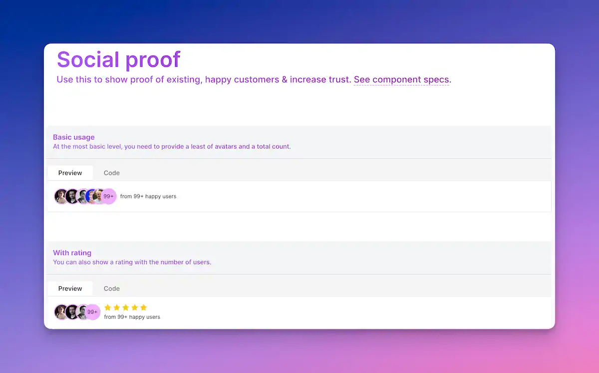 Landing Page Social Proof Component | Landing page components ...